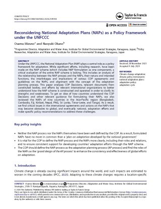 Assessing the Alignment of National Determined Contributions (NDC) and National Adaptation Plan ...